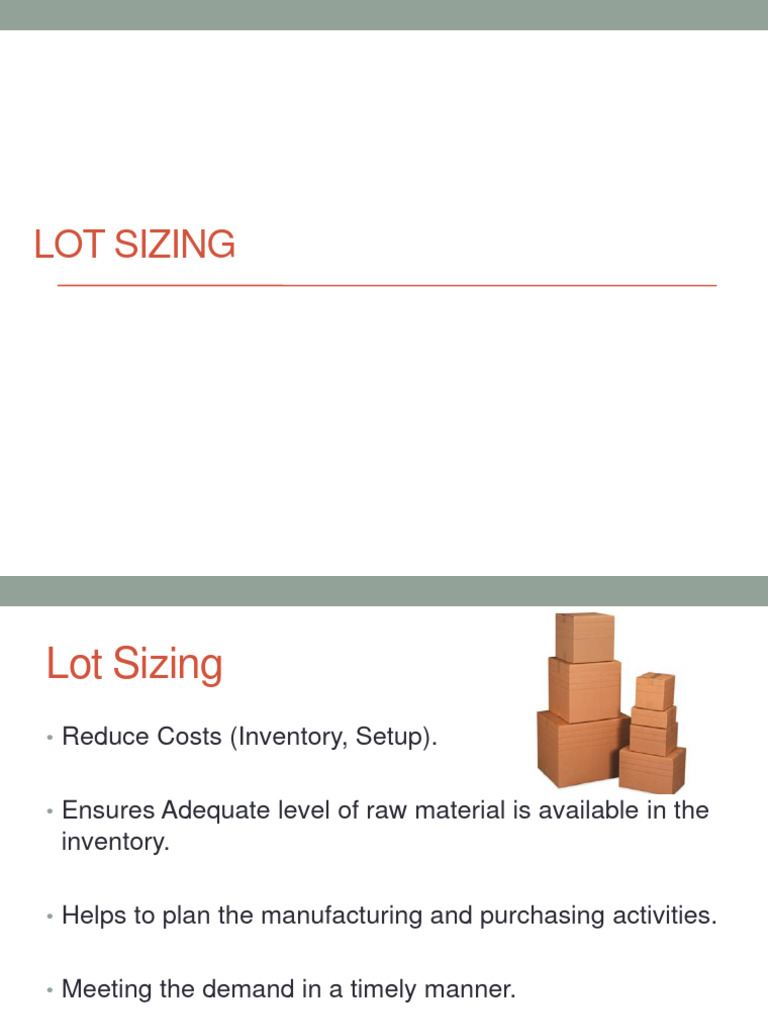Lot Sizing - Comprehensive | PDF | Applied Mathematics