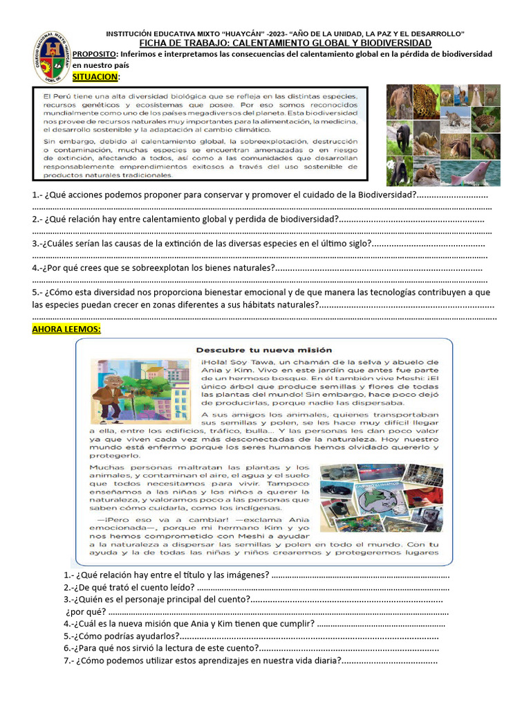 FICHA DE TRABAJO BIODIVERSIDAD (2) | PDF | Biodiversidad | Ecología