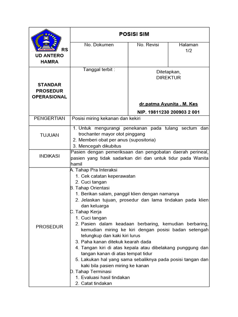 Sop Memberikan Posisi Sim | PDF