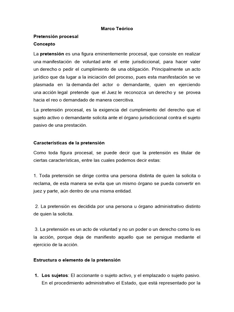 Concepto y características de la pretensión procesal | PDF | Ley ...