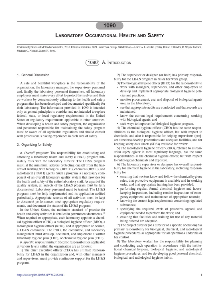 Smww.1090 (Laboratory Occupational Health and Safety) | PDF ...