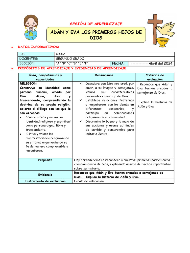 Sesion ADAN Y EVA | Descargar gratis PDF | Adán y Eva | Adán