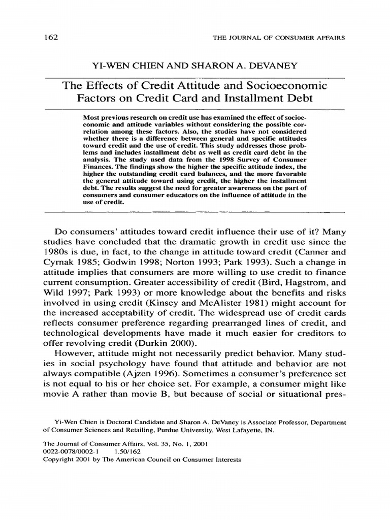The Effects of Credit Attitude and Socioeconomic | PDF | Attitude ...