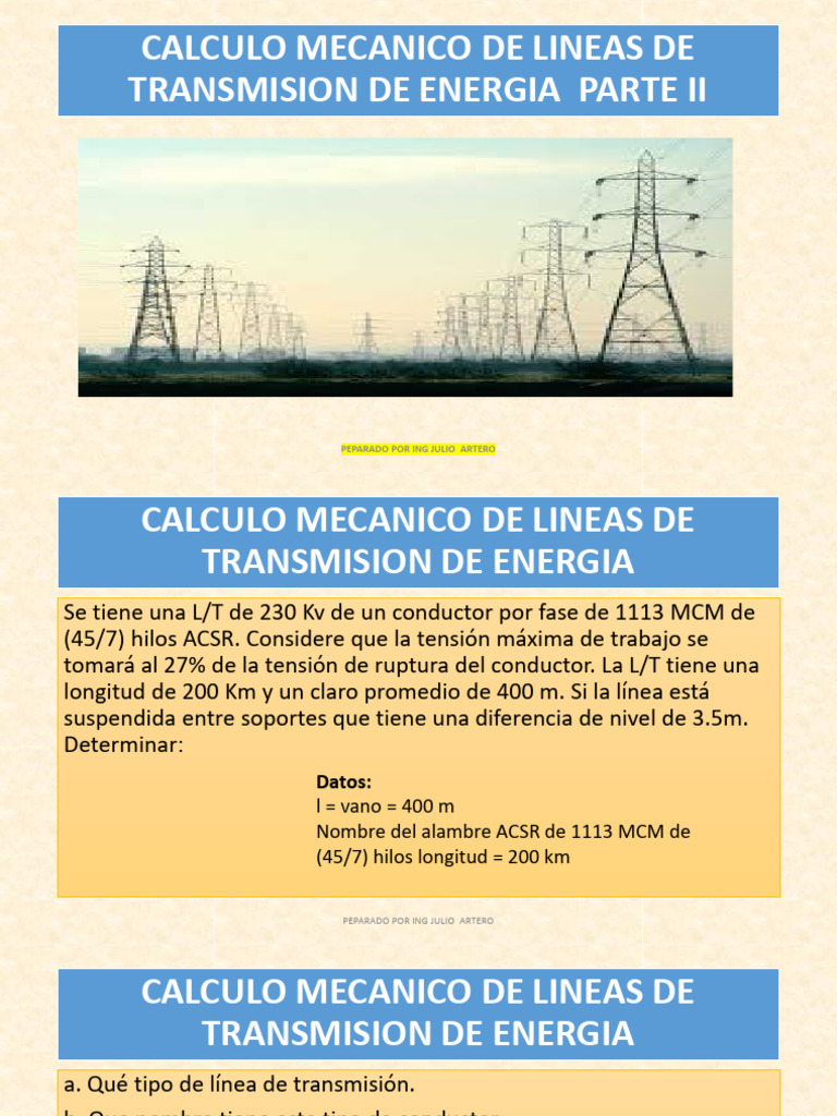 Calculo Mecanico de Lineas de Transmision de Energia Parte Ii | Descargar gratis PDF ...