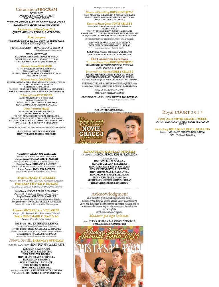 2024 Barotac Viejo Coronation Program | PDF