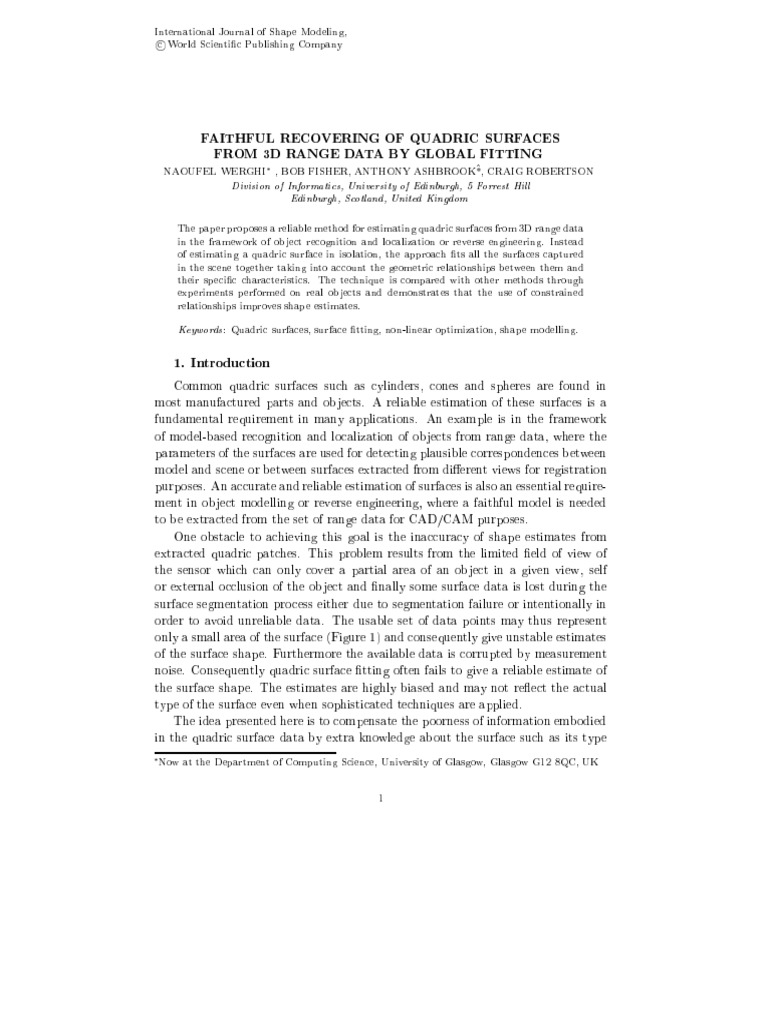 Faithful Recovering of Quadric Surfaces | PDF | Classical Geometry ...