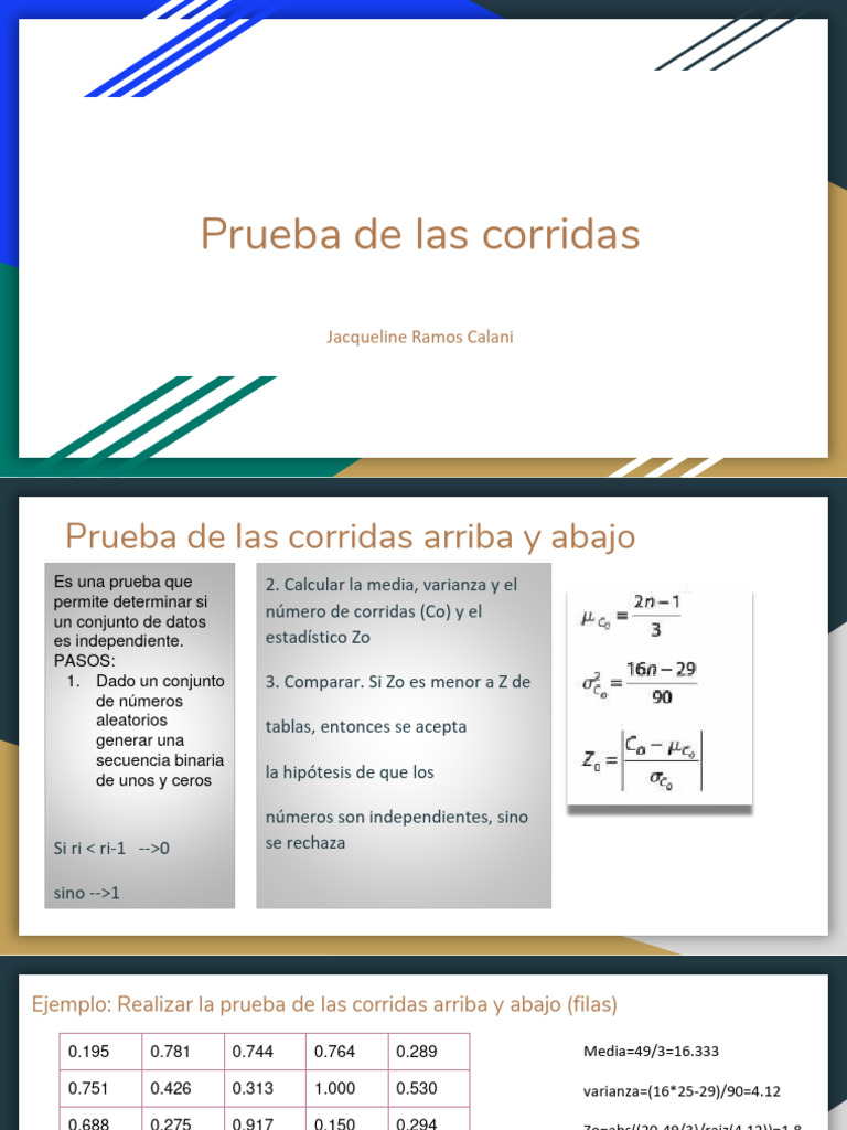 Prueba de Las Corridas 2 | PDF | Teoría estadística | Análisis estadístico