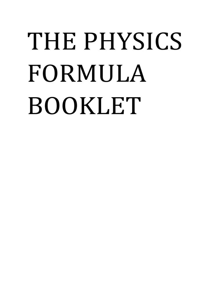 The Student Hub - CSEC Physics Formula Booklet, Kerwin Springer | PDF ...
