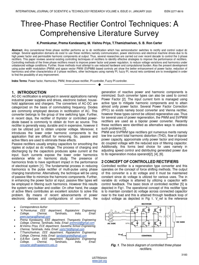 Three Phase Rectifier Control Techniques A Comprehensive Literature Survey | PDF | Rectifier ...