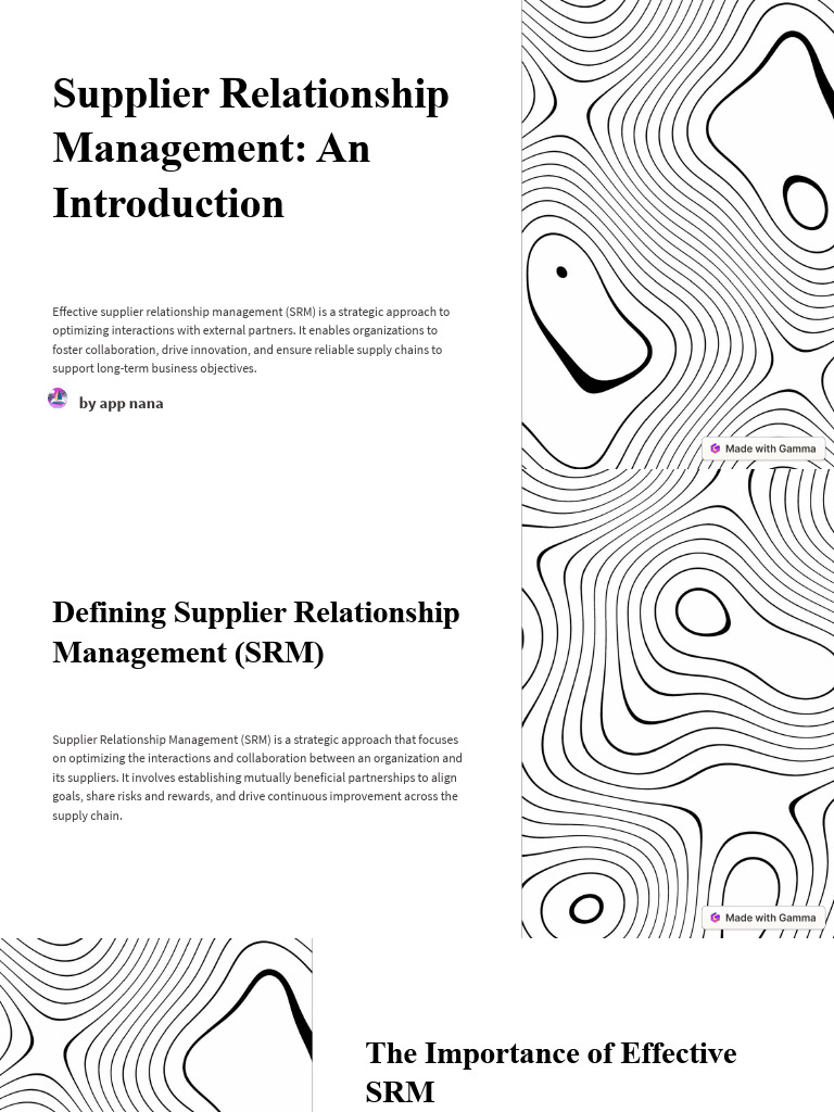 Supplier Relationship Management An Introduction | PDF | Supply Chain ...