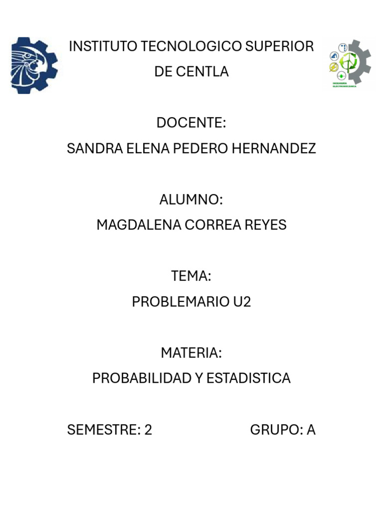 Problemario Magda U2 Sandra | PDF | Probabilidad | Modelos estadísticos