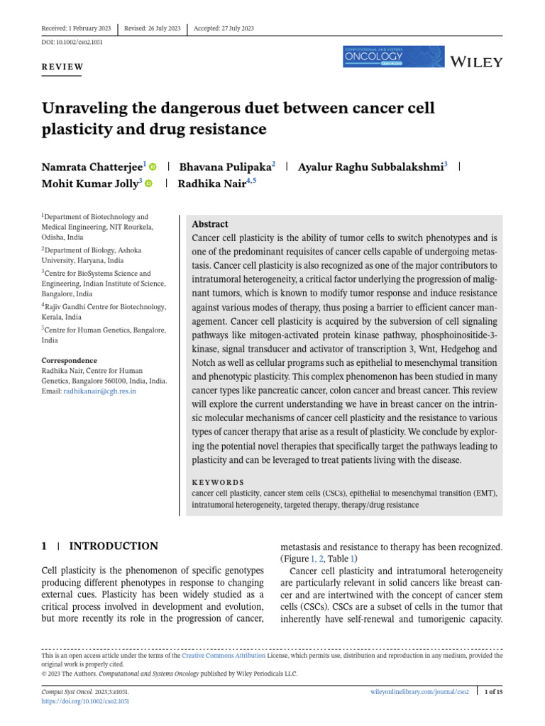 Comp Sys Onco - 2023 - Chatterjee - Unraveling The Dangerous Duet ...