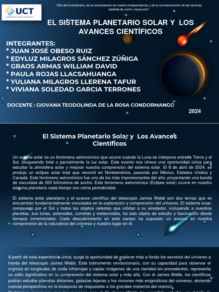 Sesion #03-El Sistema Planetario Solar y Los Avances Científicos | PDF | Sistema solar | Planetas