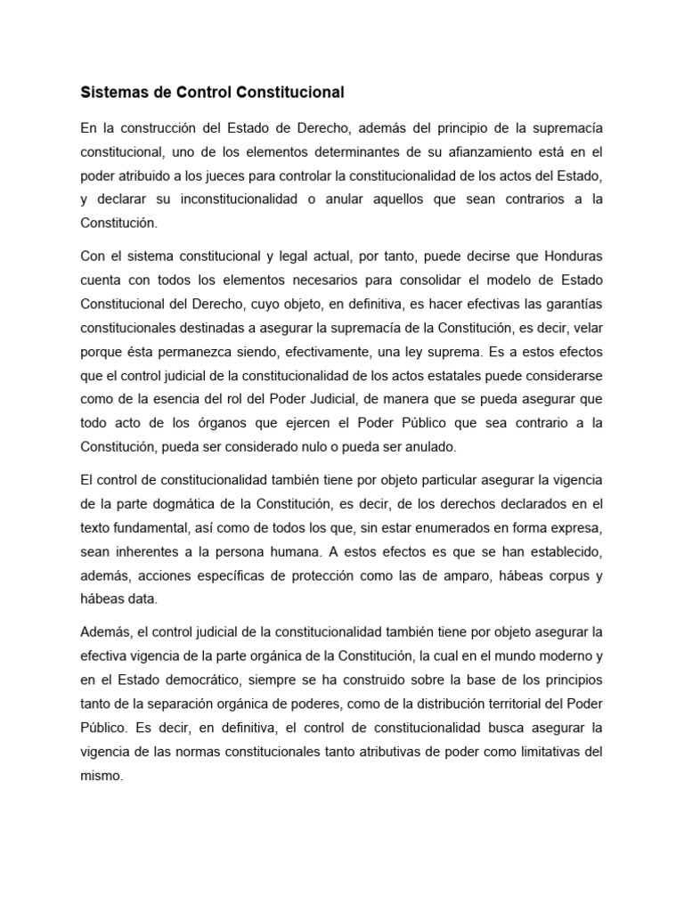 Sistemas de Control Constitucional | PDF | Judicaturas | Constitución