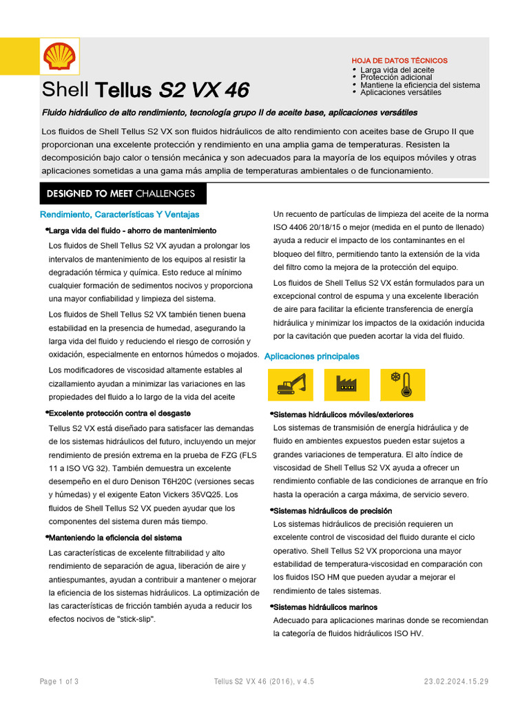 Tellus S2 VX46 | PDF | Temperatura | Ingeniería mecánica
