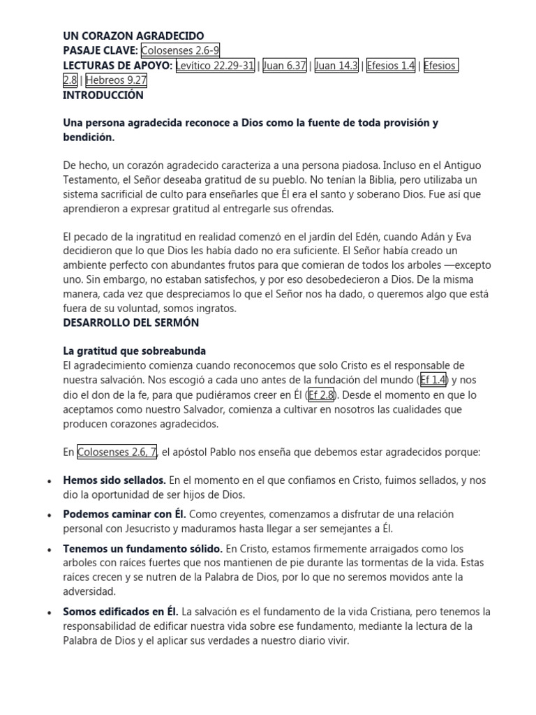 Un Corazón Agradecido en Cristo | PDF | Dios | Cristo (título)