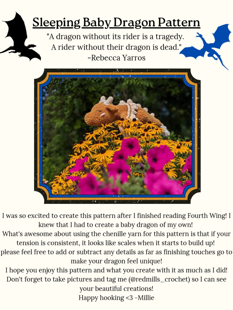 Free Sleeping Baby Dragon Crochet Pattern | PDF | Textile Arts | Textiles
