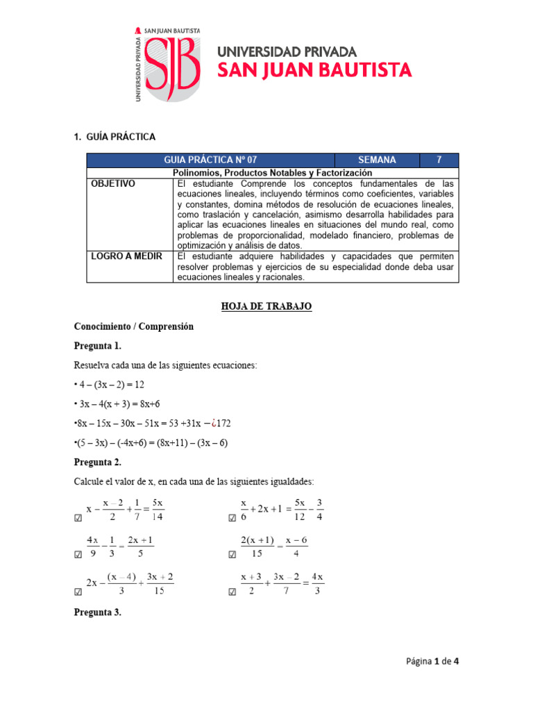Guia de Ejercicios Semana 7 | PDF | Ecuaciones | Fahrenheit Guia de Ejercicios Semana 7 | PDF | Ecuaciones | Fahrenheit