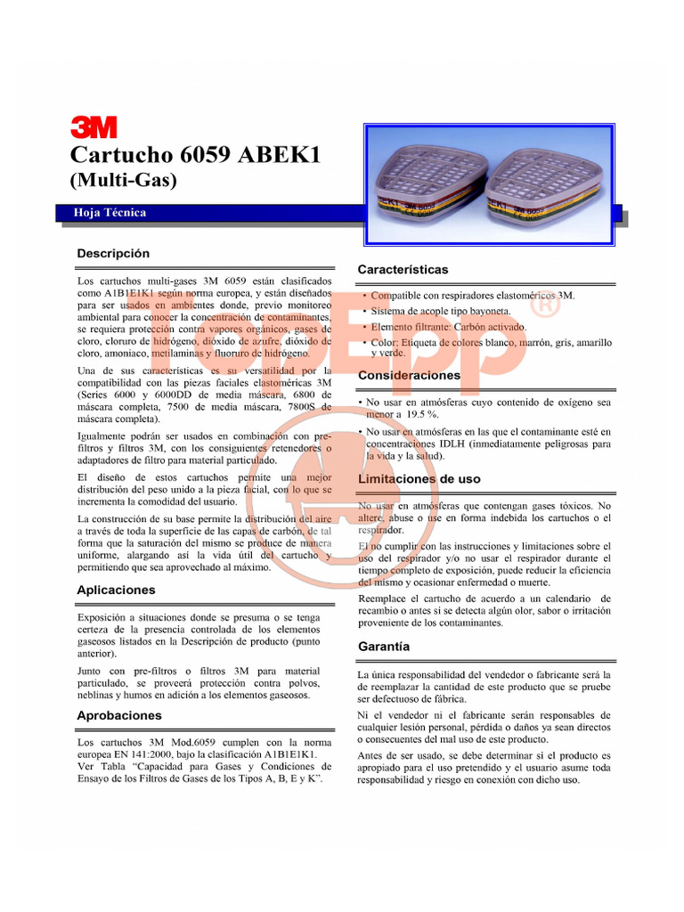 Filtro para Gases 6059 3M | PDF