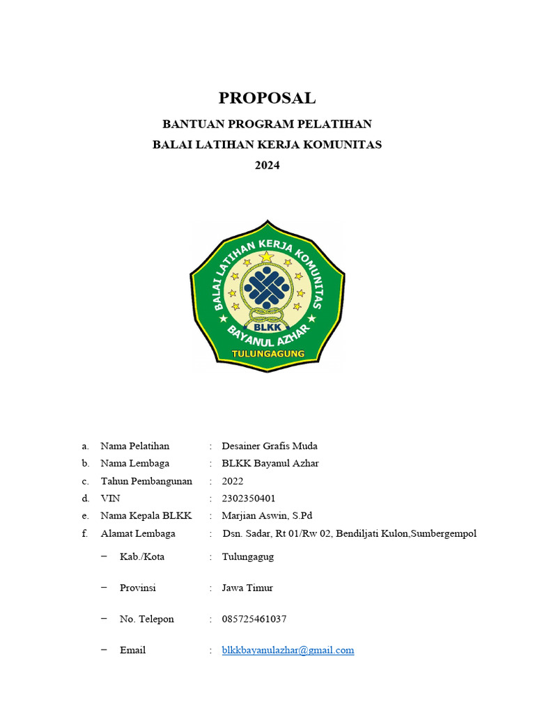 Proposal Banprog BLKK 2024 - JUNIOR GRAPHICT DESIGN | PDF
