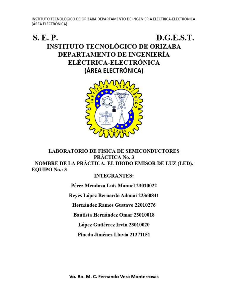 Practica 3 - El Diodo Emisor de Luz | PDF | Diodo emisor de luz | Color
