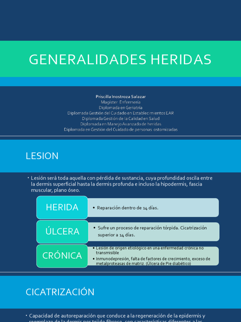 Generalidades Heridas | PDF | Cicatrización de la herida | Especialidades Medicas