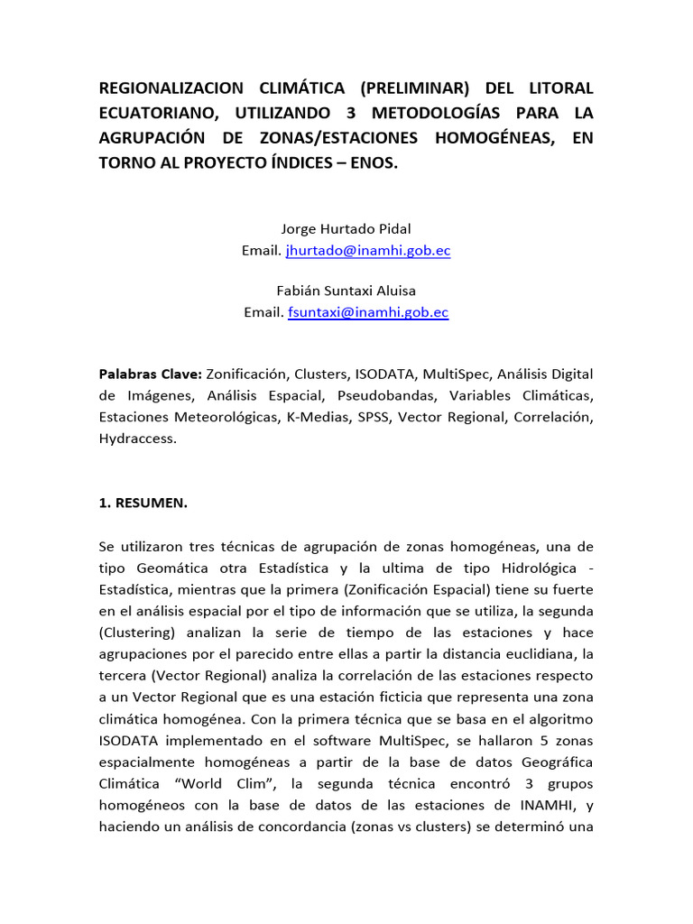 Regionalizacion Climatica Con Tres Metod | PDF | Precipitación ...