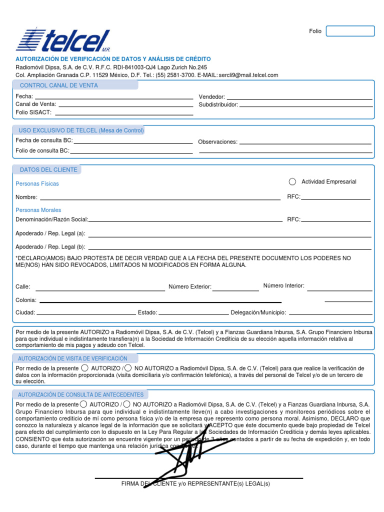 HOJA DE BURO DE CREDITO Firma - Firmado | PDF