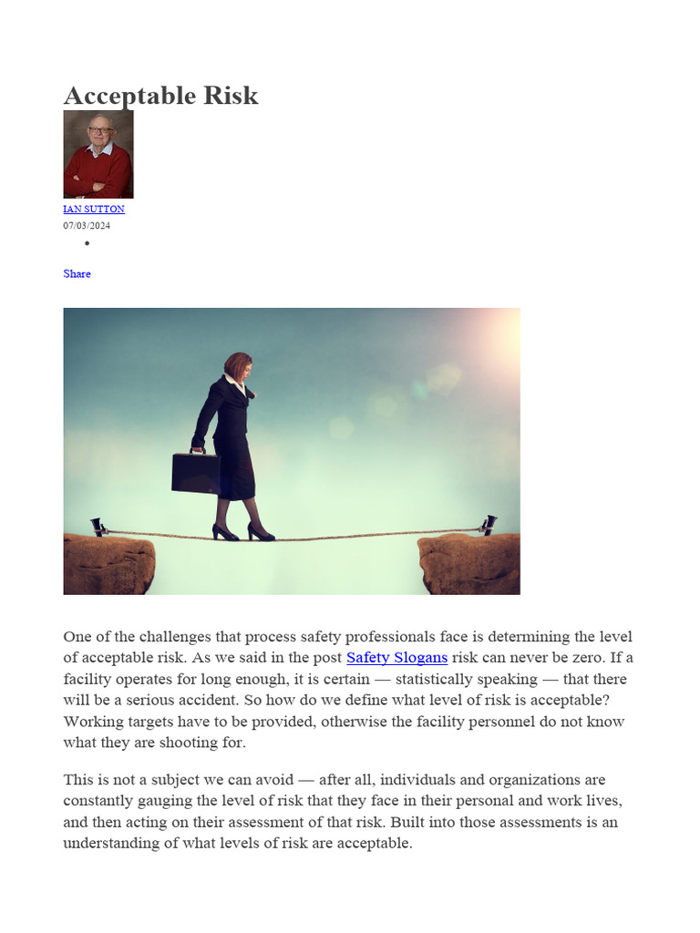 Acceptable Risk | PDF | Risk | Risk Assessment