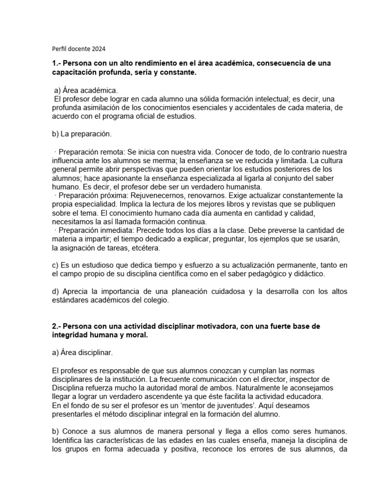 Perfil Docente 2024 | PDF | Maestros | Enseñando