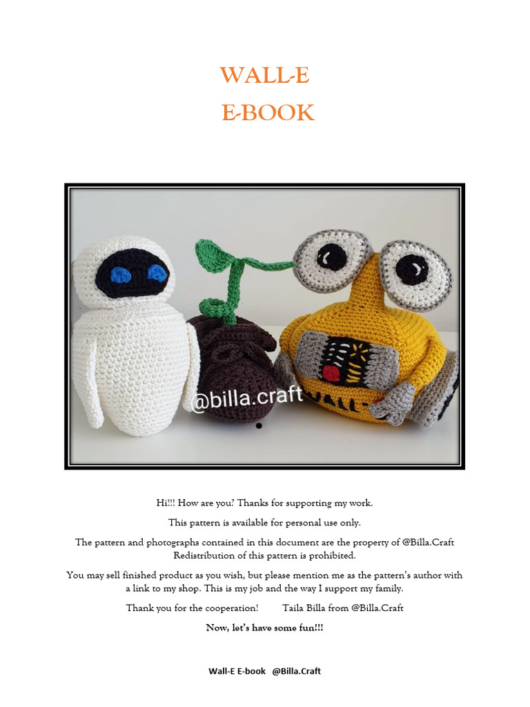 Wall-E Crochet Pattern E-Book | PDF | Crochet | Textiles