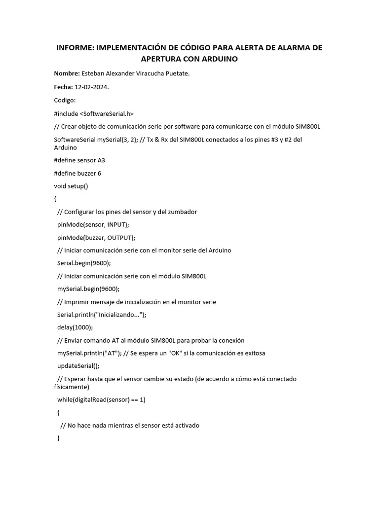 INFORME | Descargar gratis PDF | Arduino | Ciencias de la Computación