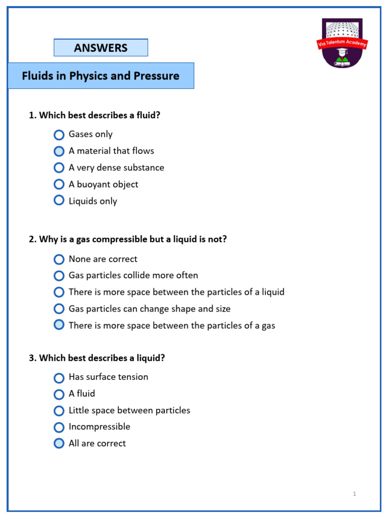Fluids in Physics and Pressure | Download Free PDF | Pressure | Gases