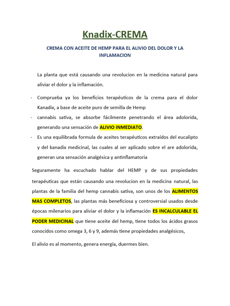 FICHA TECNICA DE KANADIX CREMA | PDF