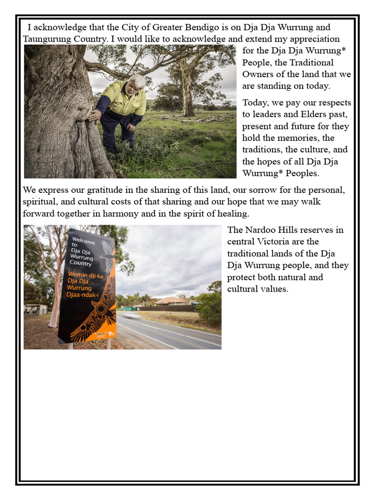 Dja Dja Wurrung acknowledgement | PDF