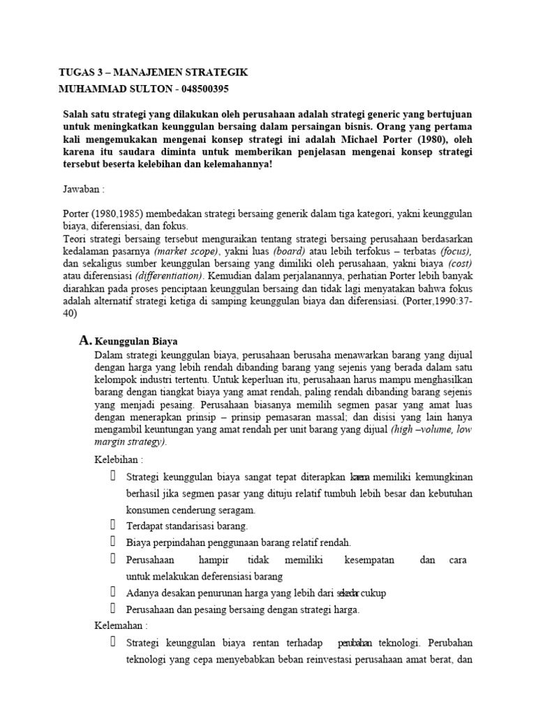 TUGAS 3 - MANAJEMEN STRATEGIK | PDF