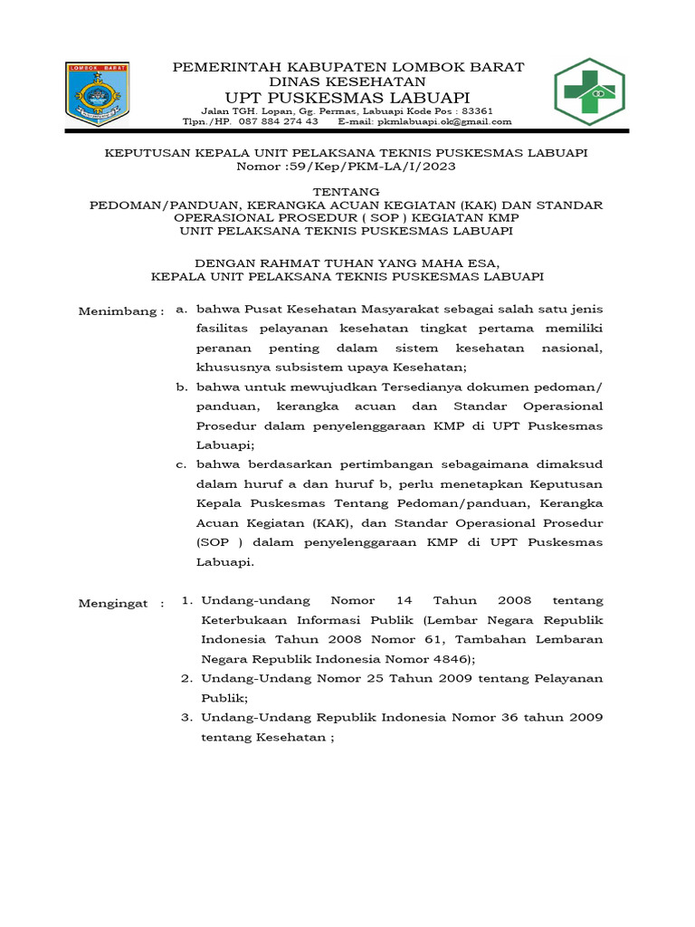 SK SOP KAK Dan Pedoman | PDF