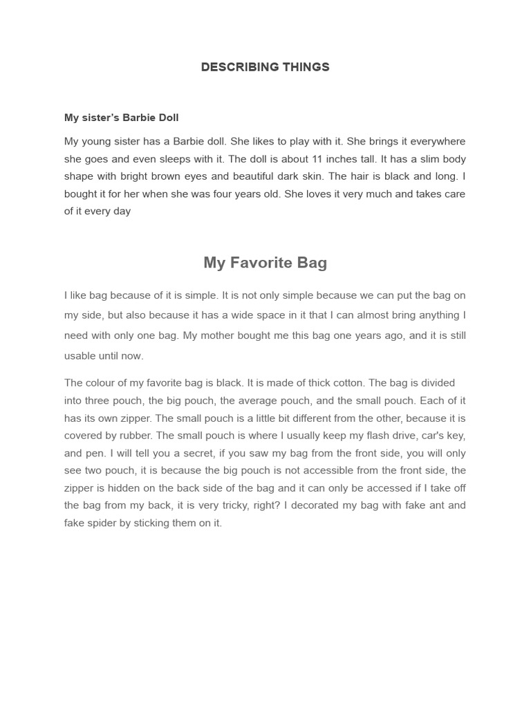 DESCRIBING THINGS | PDF