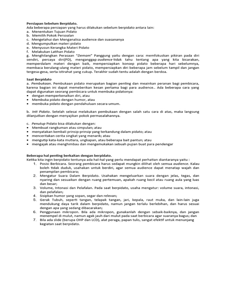 Persiapan Penting Sebelum Berpidato | PDF | Pengembangan Diri