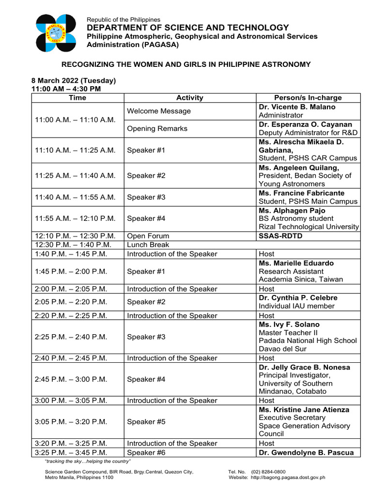 Women and Girls in Astronomy Programme | PDF | Philippines
