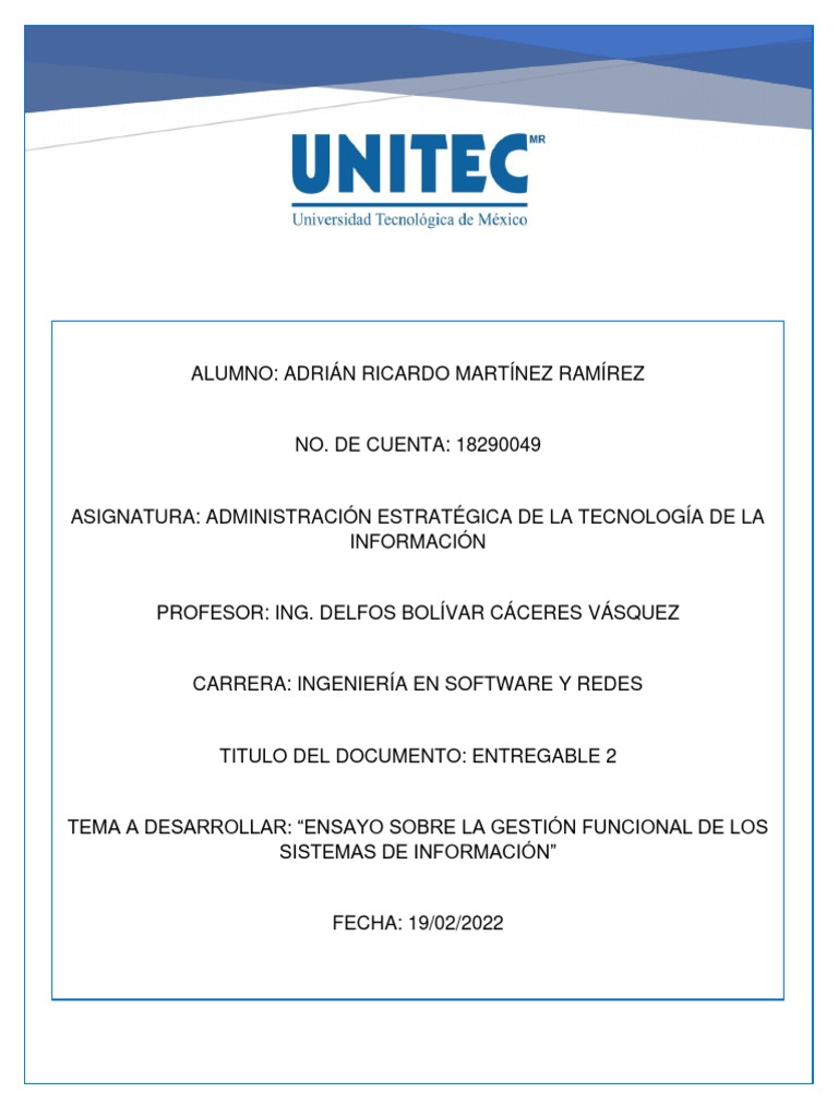 Ejemplo Entregable 2 | PDF | Software | Planificación de recursos empresariales