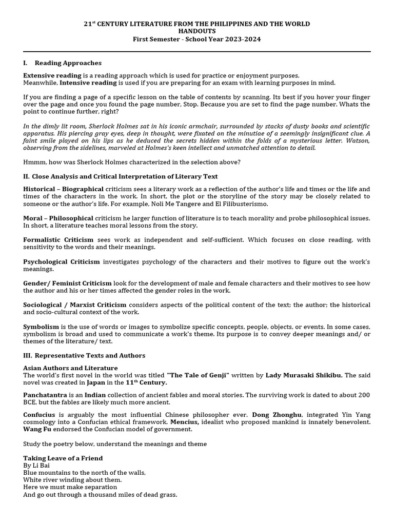 21st Century Handouts 1 | PDF | History | General Fiction