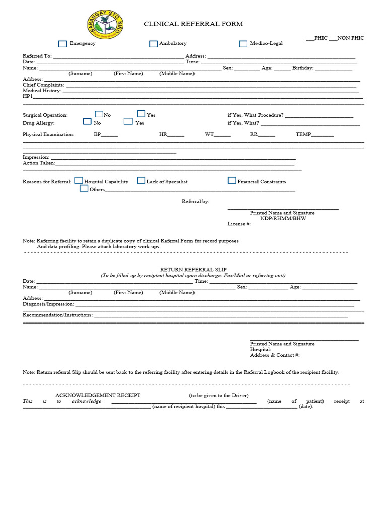 Clinical Referral Form Pdf Hospital Medical Specialties