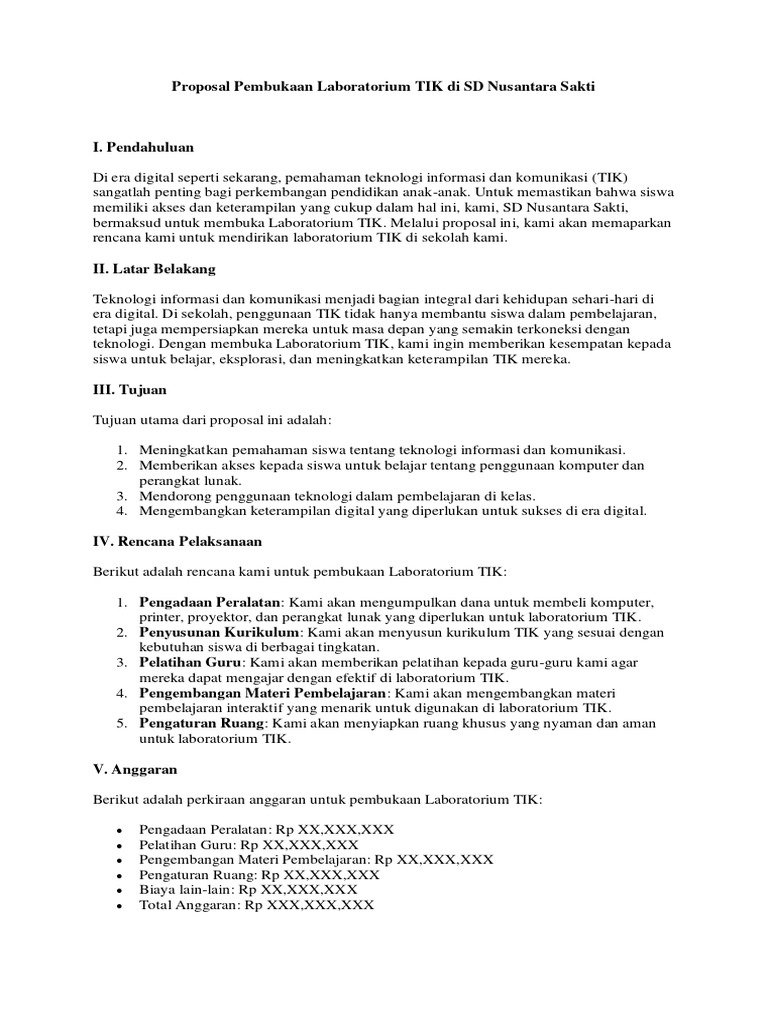 Proposal Laboratorium TIK SD | PDF