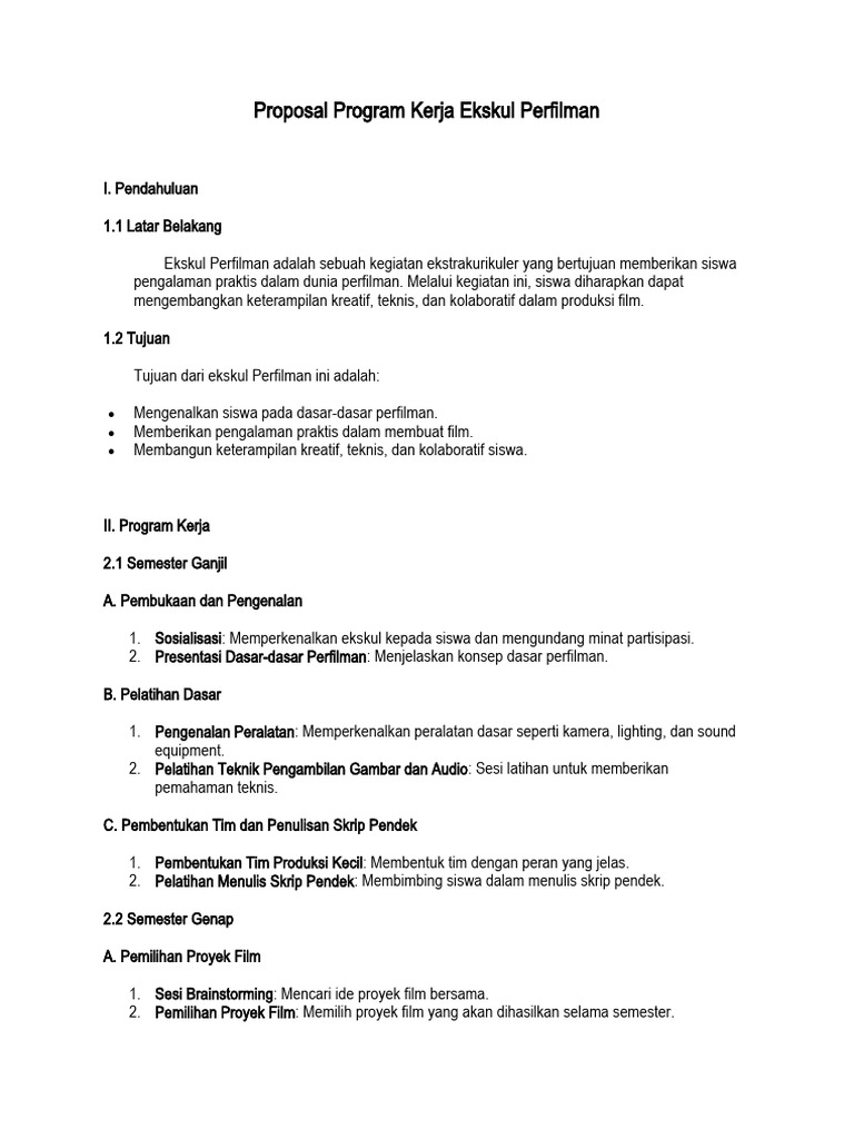 Program Kerja Ekskul Perfilman | PDF | Karier & Perkembangan | Seni