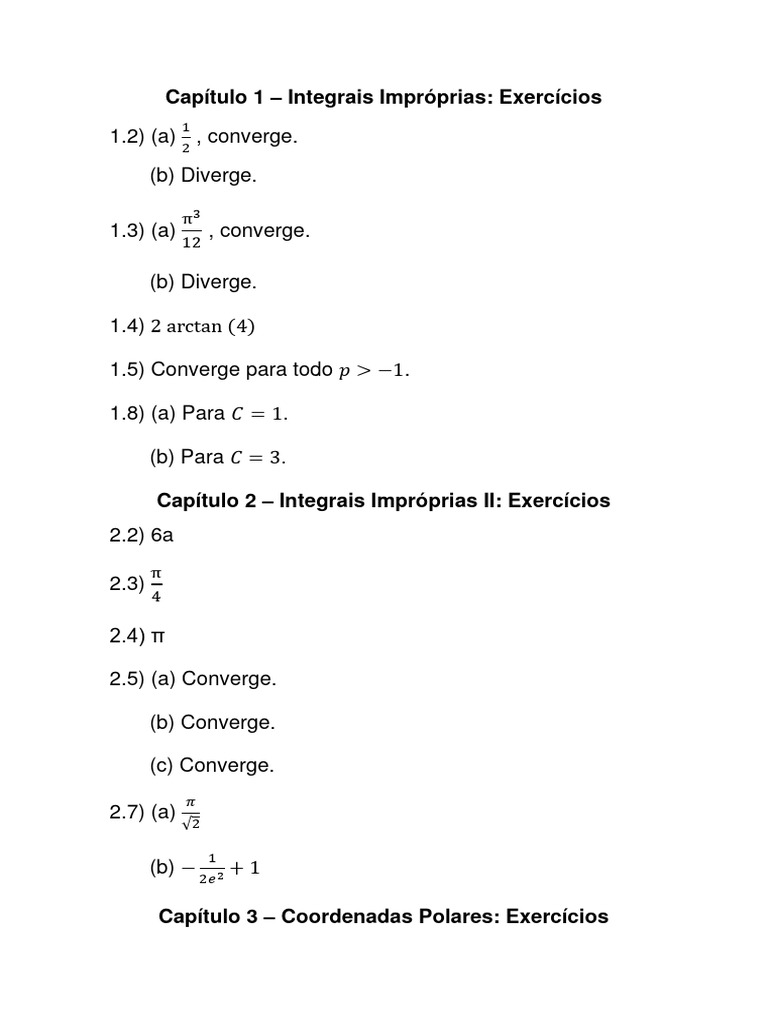 Gabarito - Lista 1 | PDF | Analise matemática | Matemática