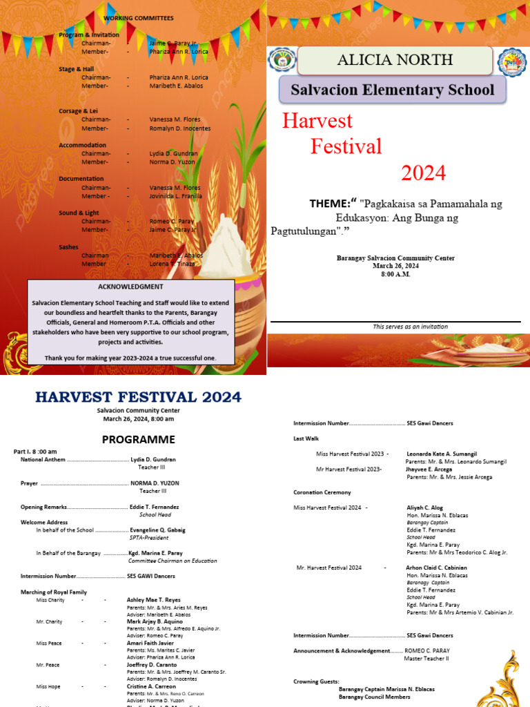 Harvest Festival 2024 Program Details | PDF
