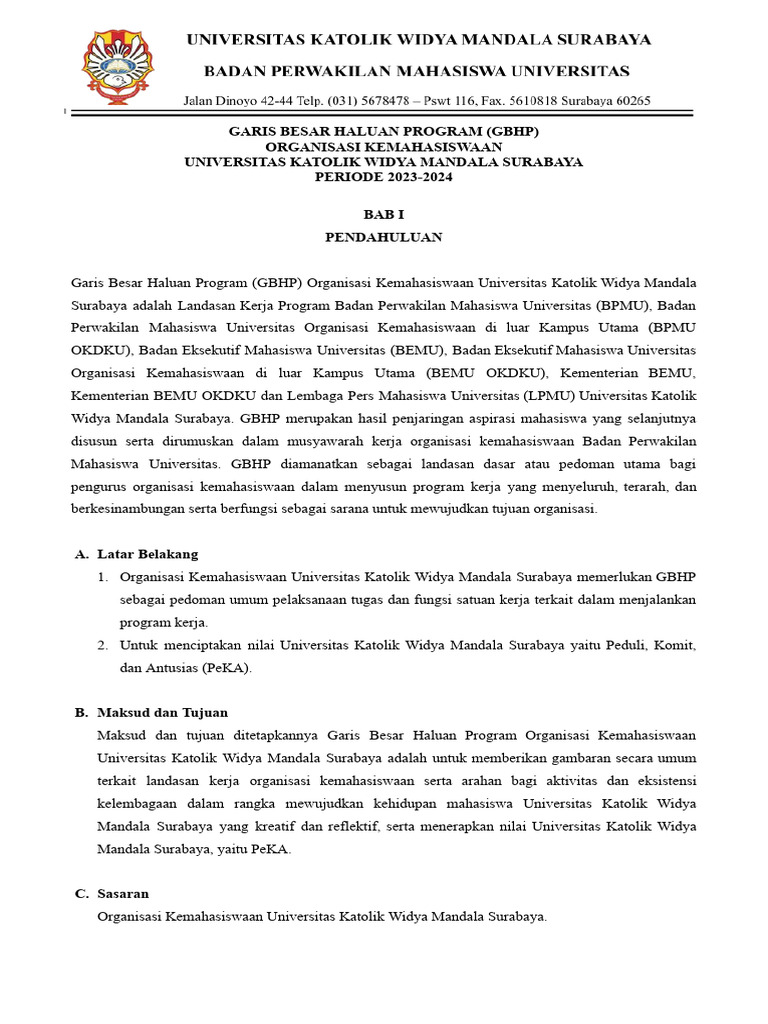 GBHP Organisasi Kemahasiswaan UKWMS | PDF | Karier & Perkembangan | Ilmu Sosial