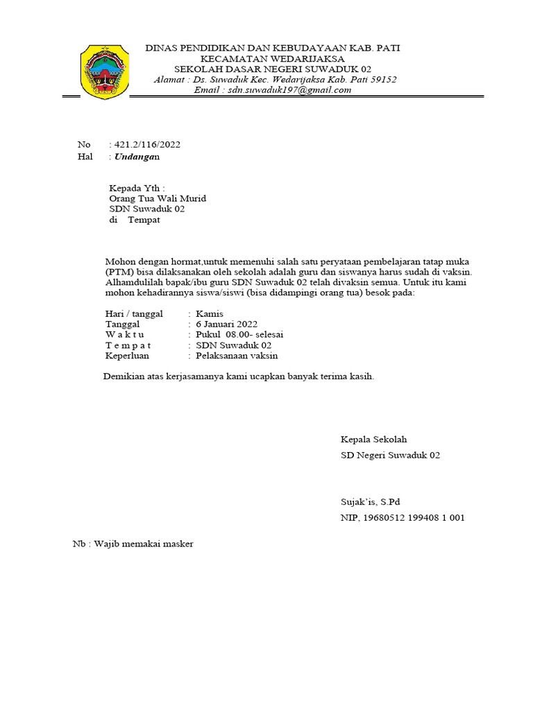 Surat Undangan Penentuan KKM | PDF