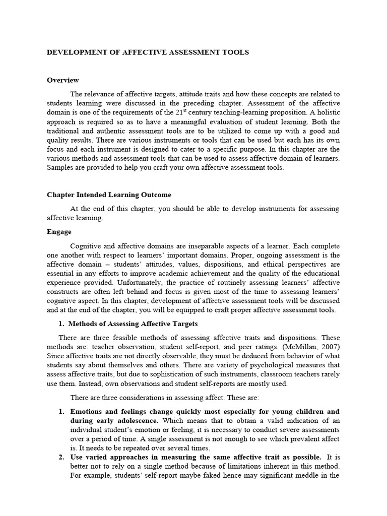 Development-of-Affective-Assessment-Tools | PDF | Educational Assessment | Self Report Study